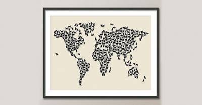 Cats Map of the World Map, Art Print - Freak 4 My Pet
